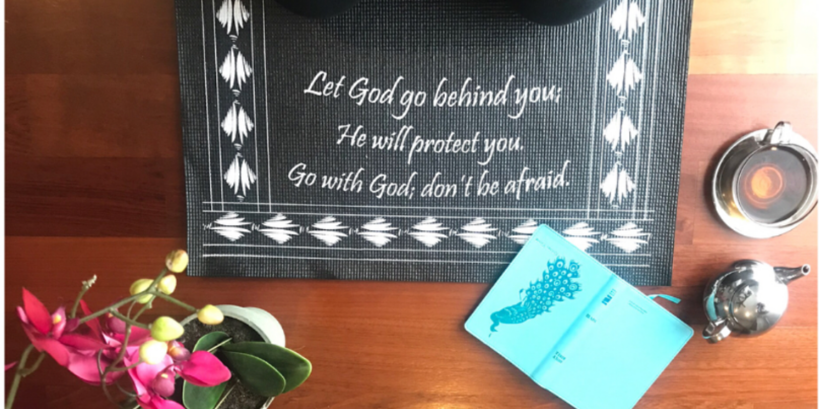 The DevoMat is a beautifully designed Christian yoga mat.